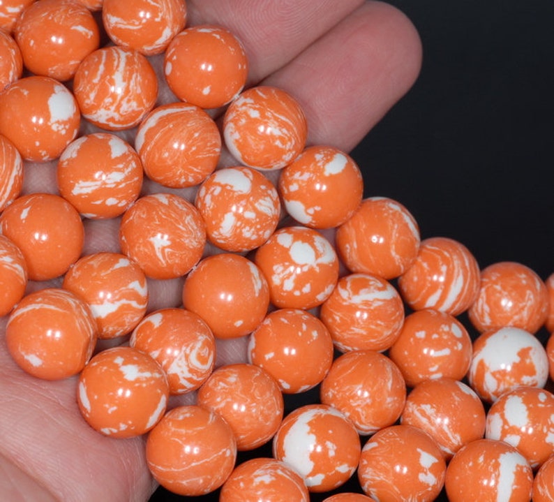 12MM Orange White Matrix Turquoise Gemstone Round Loose Beads 7.5 Inch ...