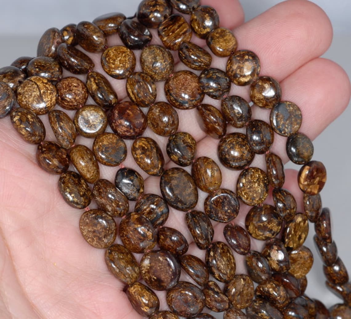 9-10MM Bronzite Gemstone Round Flat Nugget Loose Beads 7.5 Inch Half Strand (80001921 H-A34) - Etsy