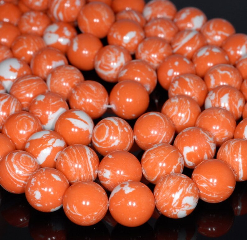 12MM Orange White Matrix Turquoise Gemstone Round Loose Beads - Etsy