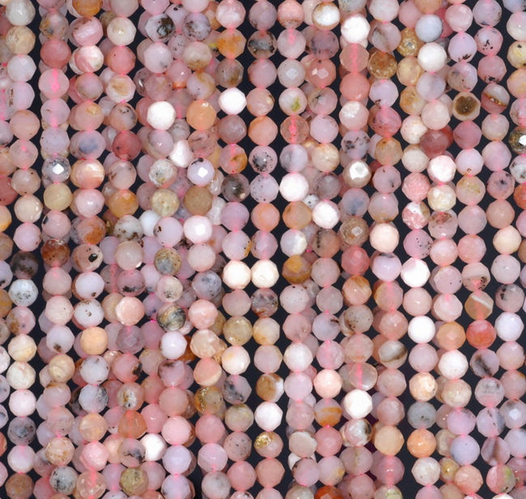 Peruvian Pink Opal Gemstone Grade A Pink Micro Faceted Round 2mm 3mm ...