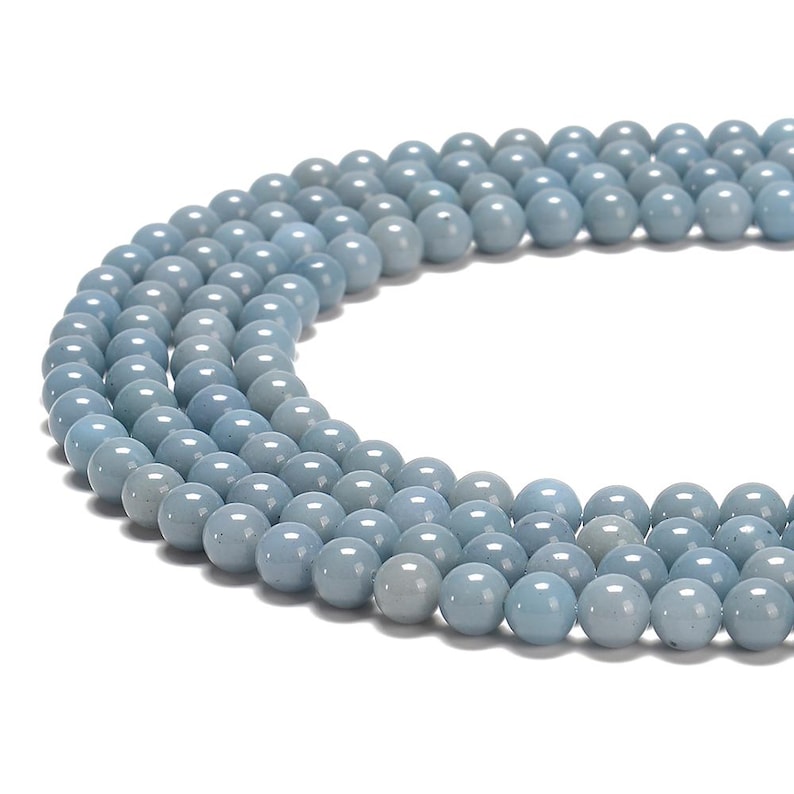 Angelite Blue Color Jade Gemstone Round 8MM Loose Beads 14.5 Inch Full ...