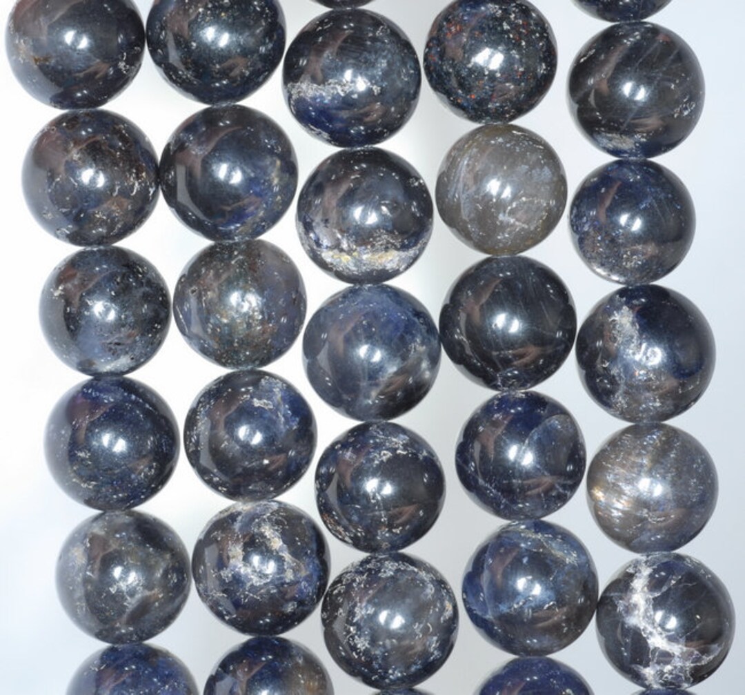 14MM Dark Blue Iolite Gemstone Grade A Perles rondes lâches 7,5 pouces ...