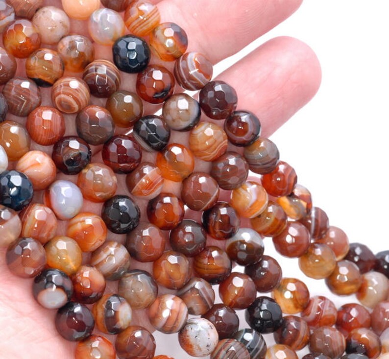 8mm Coffee Agate Gemstone Brown Swirls Faceted Round 8mm Loose - Etsy