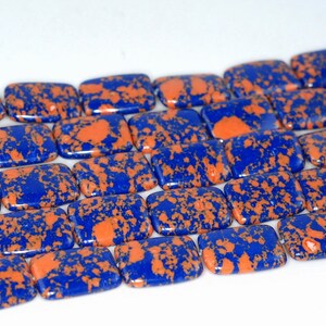 18x13mm Orange Blue Matrix Turquoise Gemstone Rectangle Loose Beads 15. ...
