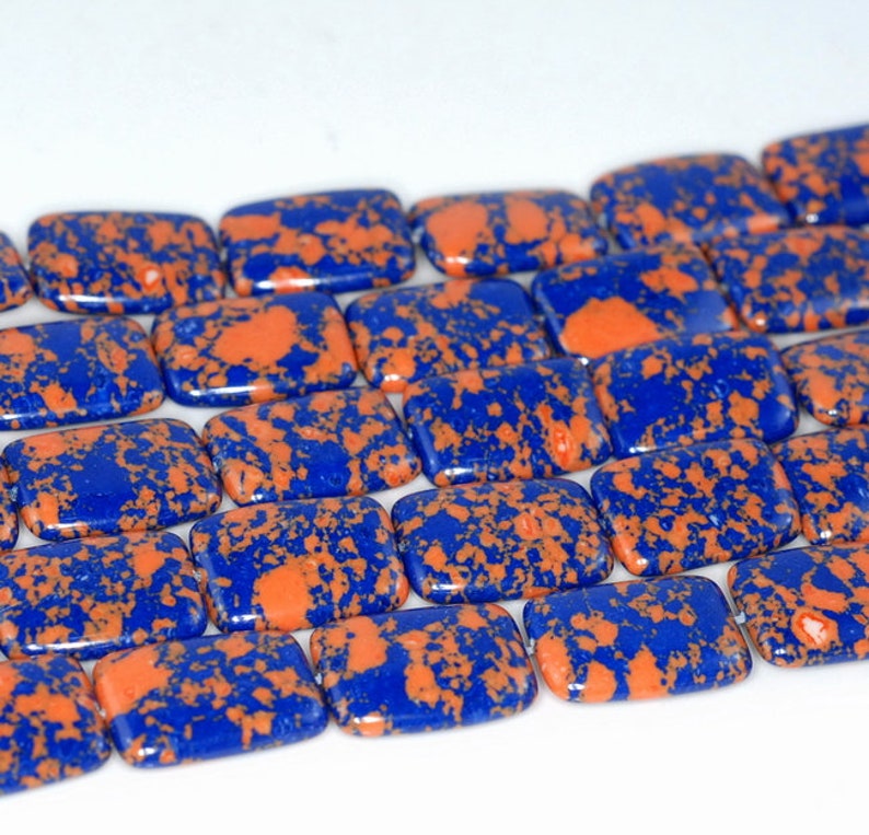 18x13mm Orange Blue Matrix Turquoise Gemstone Rectangle Loose - Etsy