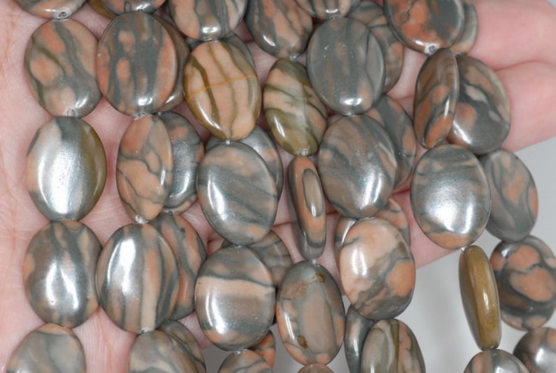 30x20mm Ribbon Jasper Gemstone Oval Loose Beads 7 Inch Half - Etsy
