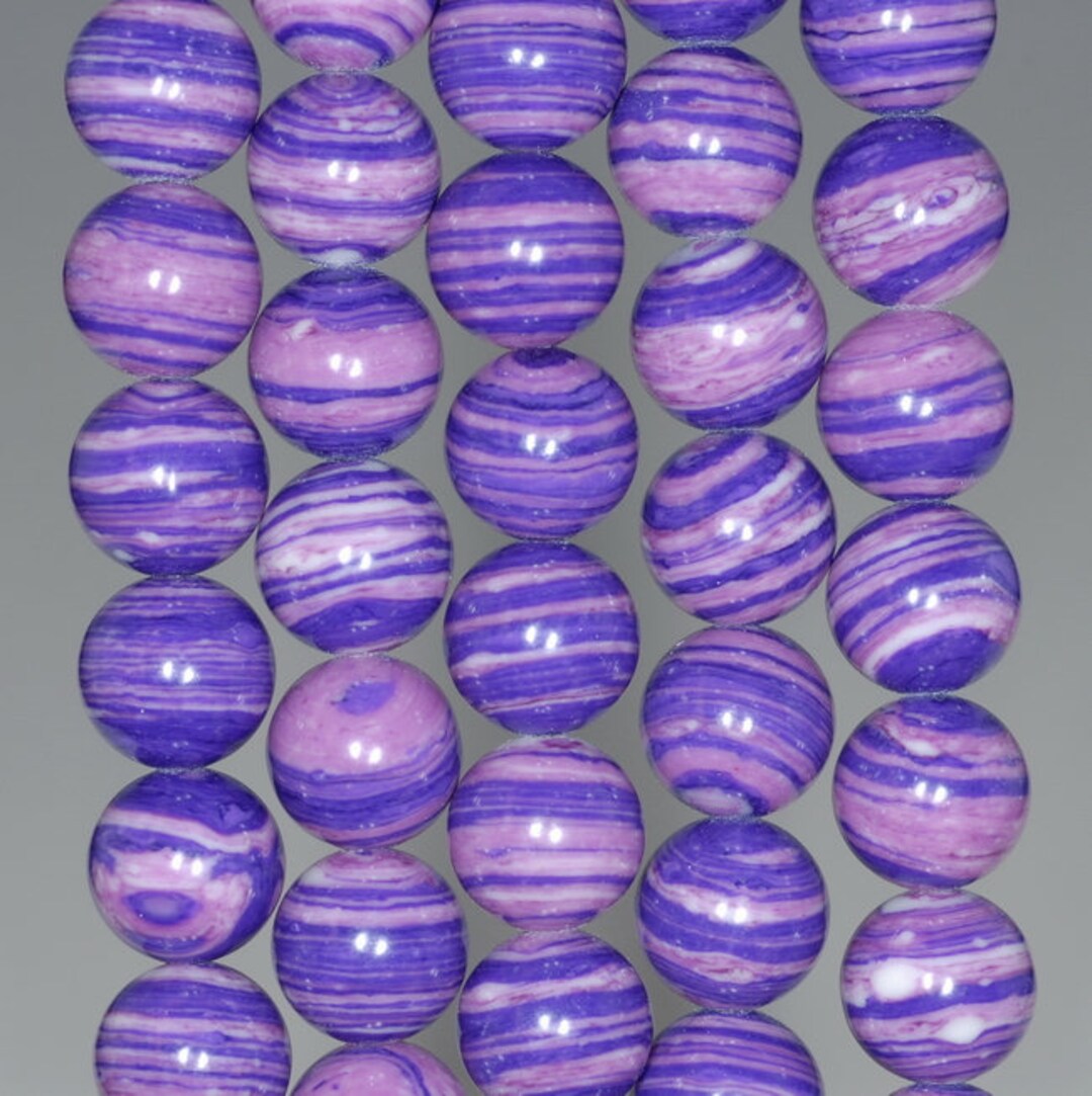 8MM Purple Matrix Turquoise Gemstone Round Loose Beads 15 Inch Full ...
