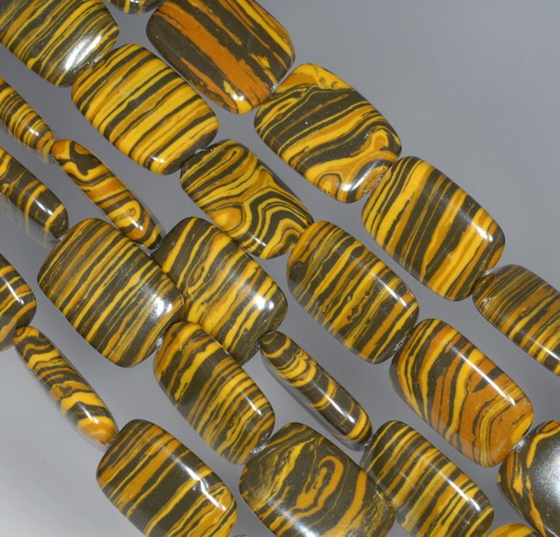 18x13mm Yellow Brown Matrix Turquoise Gemstone Rectangle Loose - Etsy