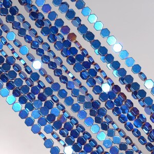 3X1MM Blue Hematite Gemstone Hexagon Flat Loose Beads 16 Inch Full ...