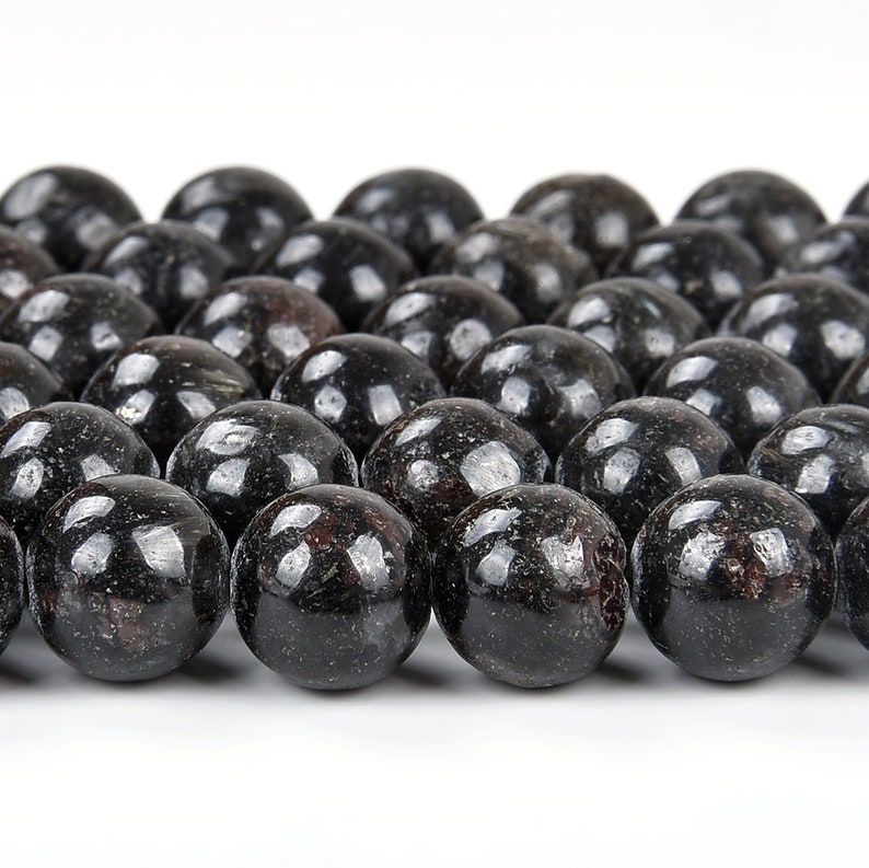 8mm Genuine Natural Black Astrophyllite Gemstone Round Loose Beads ...