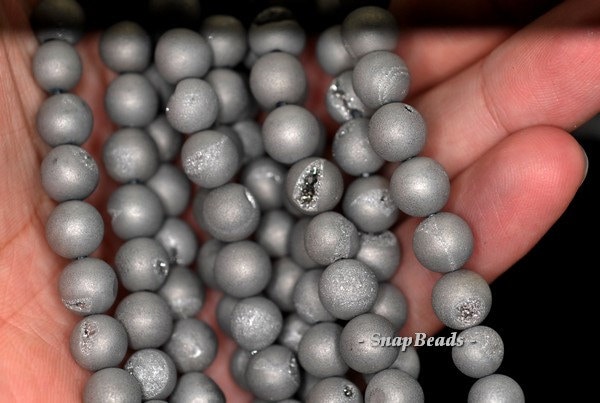 Matte 8MM Silver Mist Pixie Dust Druzy Gemstone Silver Grey | Etsy