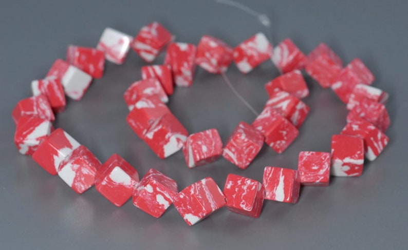 12MM Pink White Matrix Turquoise Gemstone Square Cube Diagonal | Etsy