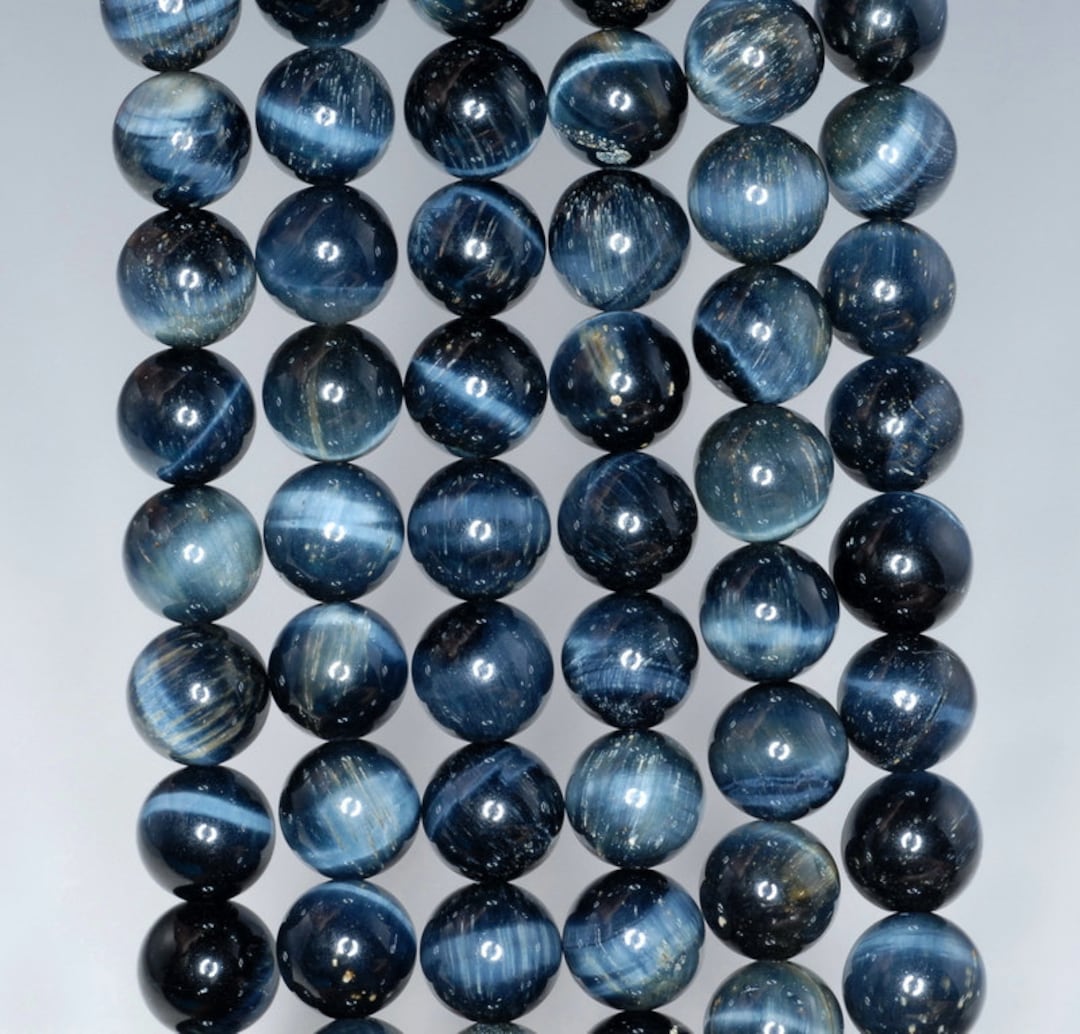 12mm Blue Tiger Eye Gemstone Hawk Eye Grade AA Round Loose Beads 15.5 ...