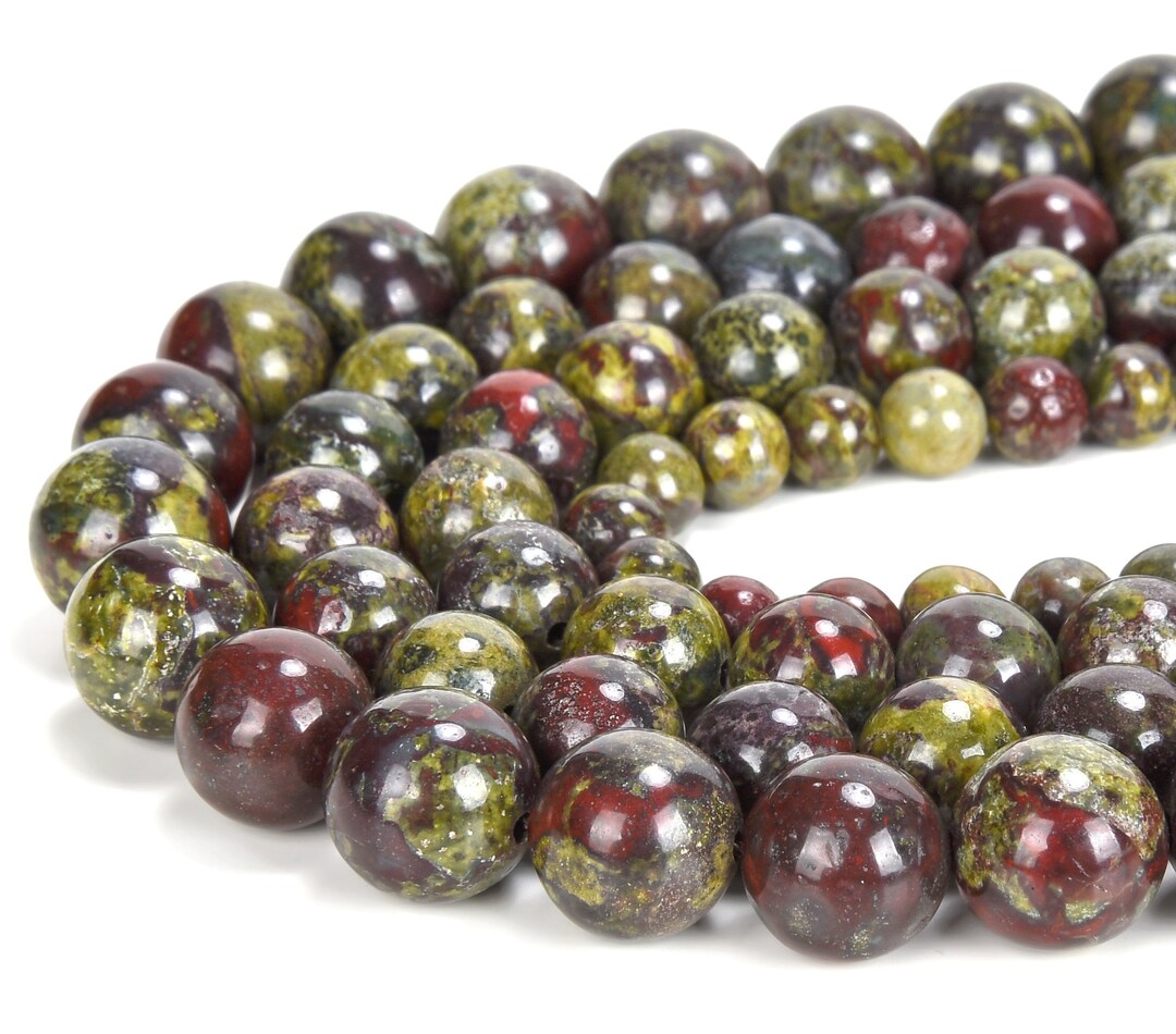 8mm dragon Blood Stone gemstone Green Red Round Loose Beads 7.5 Inch ...