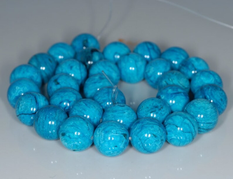 10MM Turquoise Blue Jasper Gemstone Round Loose Beads 7.5 Inch Half ...