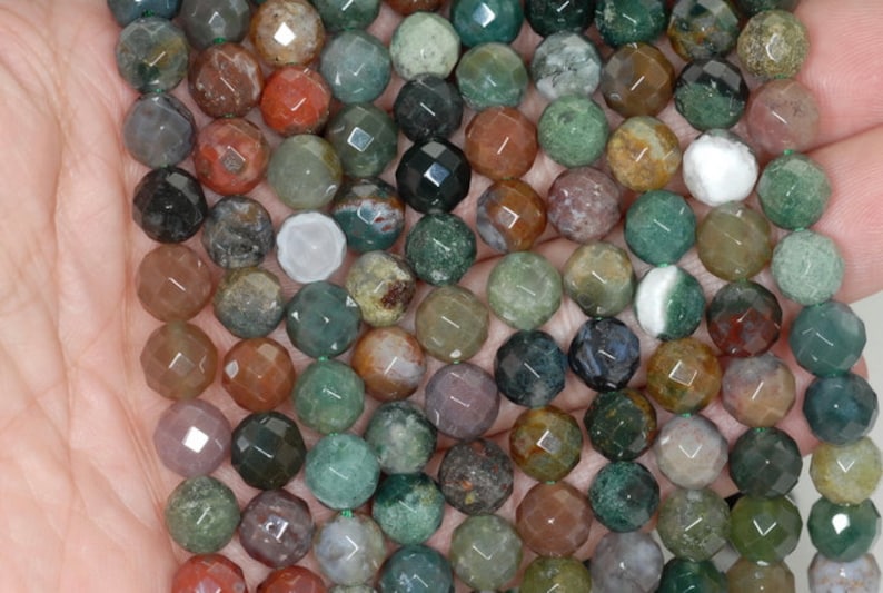 8mm ágata india piedra preciosa verde rojo facetado ronda 8mm | Etsy