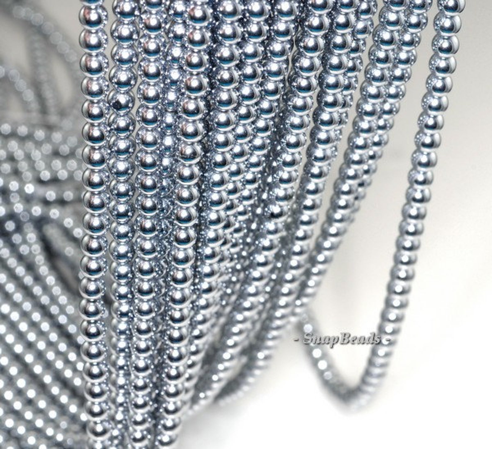 3mm Silver Hematite Gemstone Silver Round 3mm Loose Beads 16 Inch Full ...