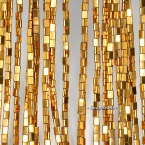 3x3mm Gold Hematite Gemstone Triangle Tube 3x3mm Loose Beads 16 Inch ...