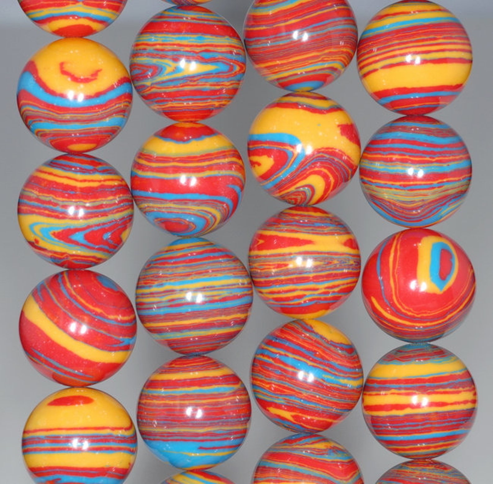 16MM Rainbow Matrix Turquoise Gemstone Round Loose Beads 7.5 - Etsy