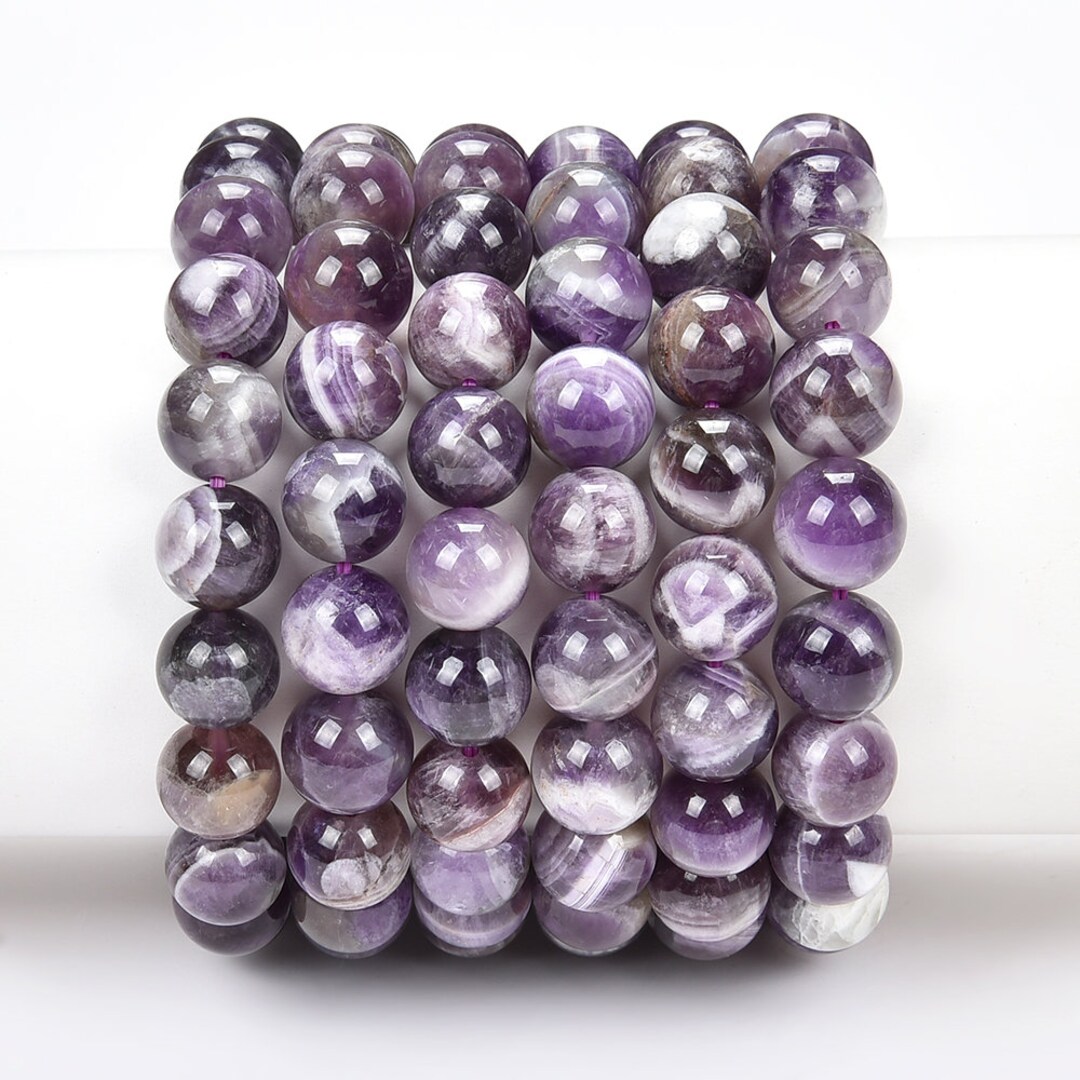 Natural Dogtooth Chevron Amethyst Gemstone Round Bracelet 8MM 10MM 7.5 ...