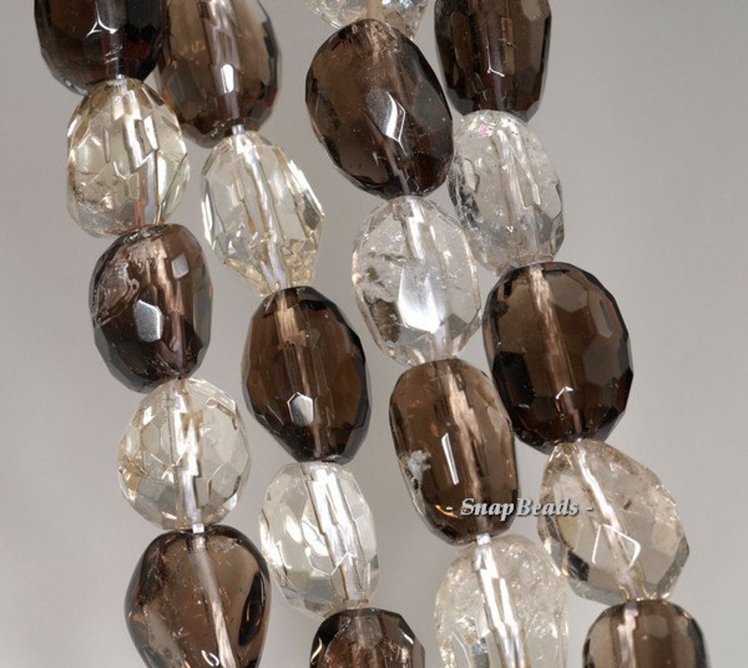 20x11-16x11mm Smoky Rock Crystal Mix Quartz Gemstone Faceted Nugget ...