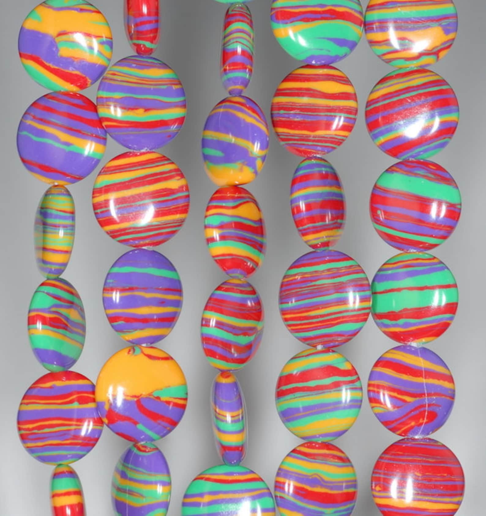 13MM Rainbow Matrix Turquoise Gemstone Flat Round Circle Loose - Etsy