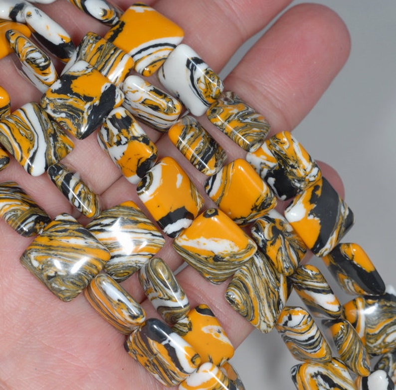 12MM Yellow Black Matrix Turquoise Gemstone Flat Square Loose | Etsy