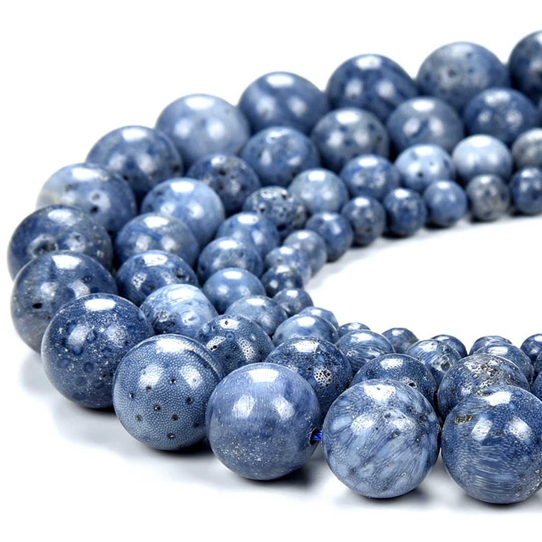 Natural Blue Coral Gemstone Grade AAA Round 4MM 6MM 8MM 10MM Loose ...