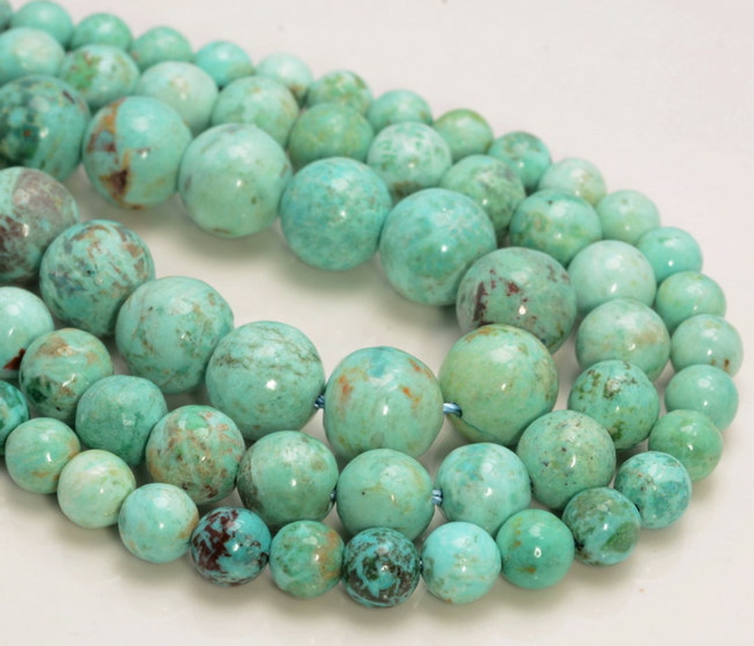 Genuine Peruvian Turquoise Green Blue Gemstone Round 6mm 7mm 8mm 9mm ...