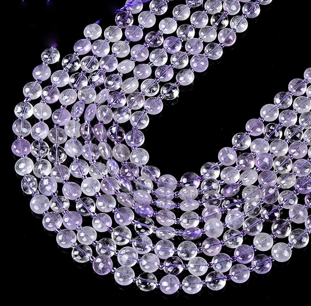 Natural Lavender Amethyst Gemstone 10MM Round Button Loose Beads (D427 ...