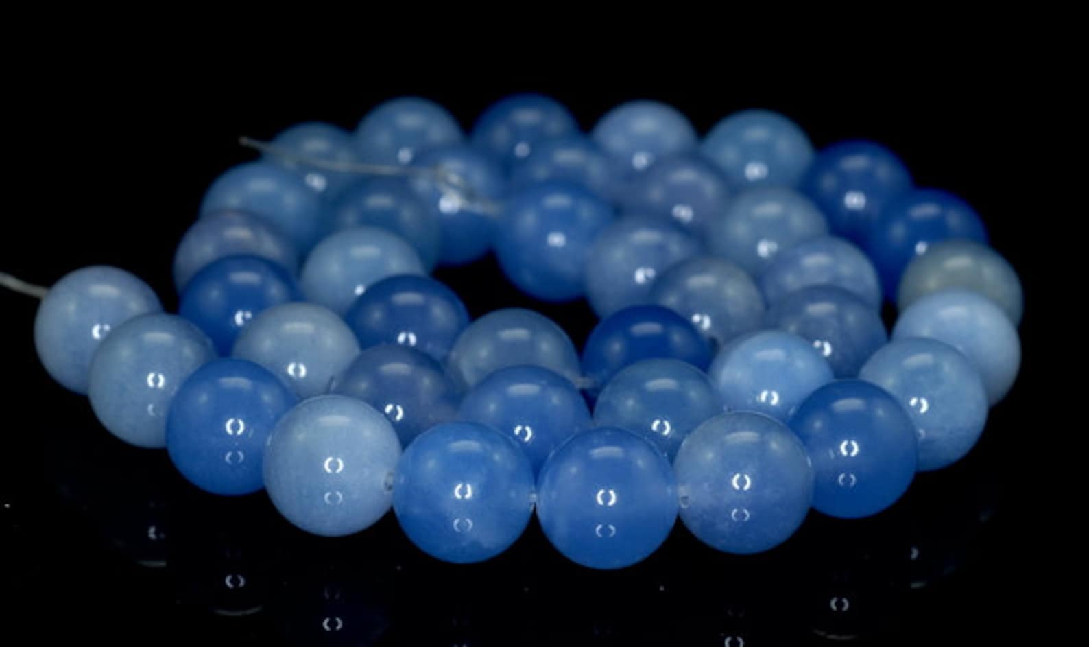 10mm Aqua Azul Jade piedras preciosas redondas sueltas perlas - Etsy España