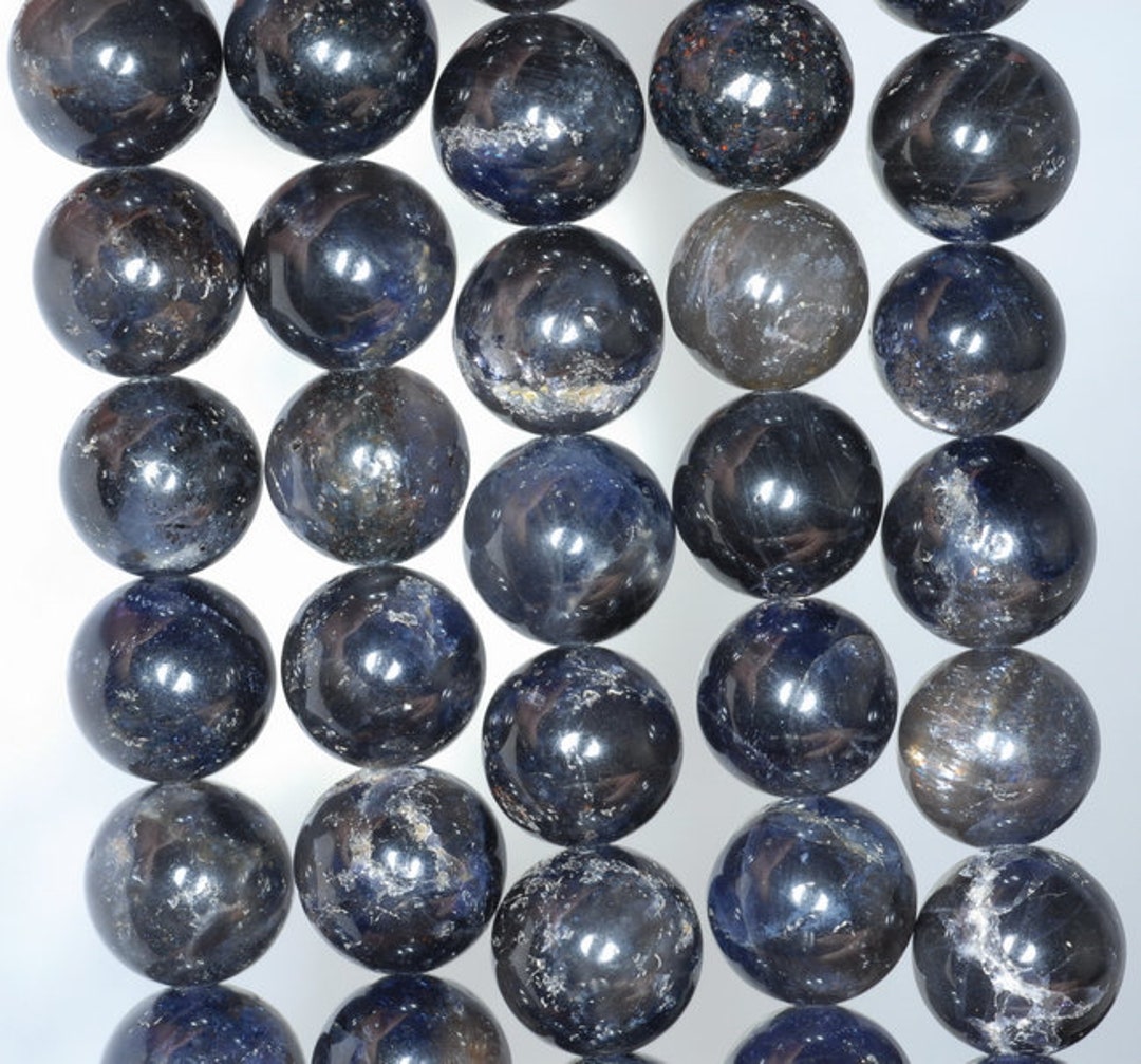 10MM Dark Blue Iolite Gemstone Grade A Round Loose Beads 7 Inch Half ...