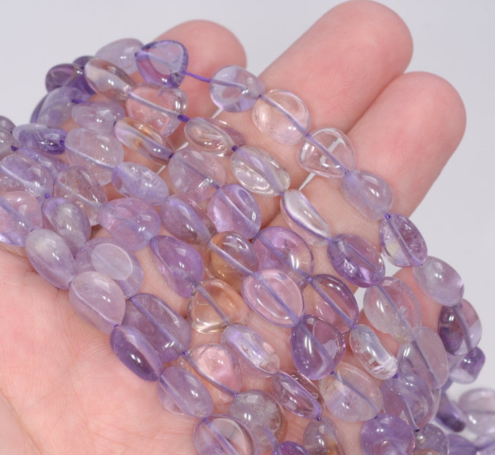 9-10MM Ametrine Gemstone Pebble Nugget Granule Loose Beads 15.5 Inch ...