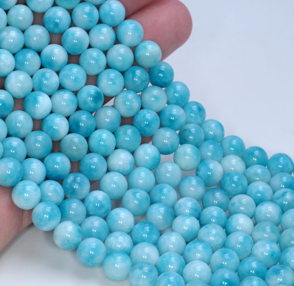 10mm Larimar Quartz Gemstone Grade AAA Sky Blue Round Loose Beads 7.5 ...