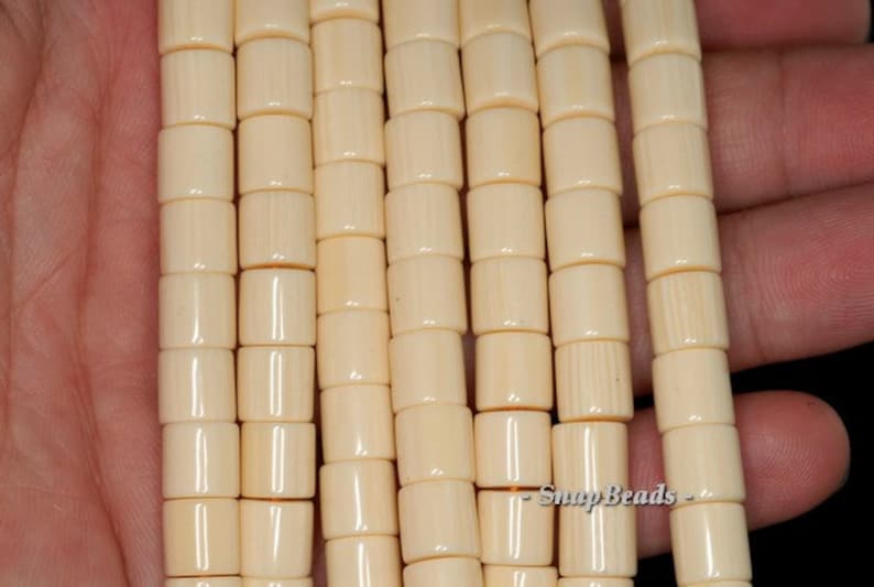 Faux Ivory Resin Grade AAA Beads Ivory Cream Round Tube Barrel 12x10mm ...