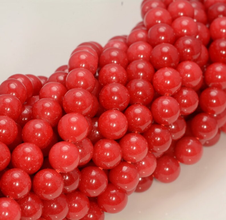 8MM Color Red Jade Gemstone Round Loose Beads 15 Inch Full | Etsy