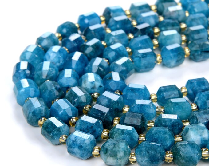 8MM Teal Blue Apatite Quartz Gemstone Grade AAA Faceted Prism Double ...