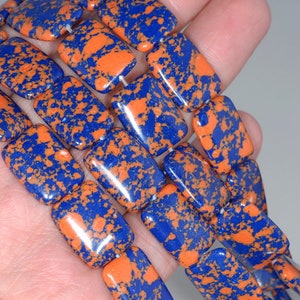 18x13mm Orange Blue Matrix Turquoise Gemstone Rectangle Loose Beads 15. ...