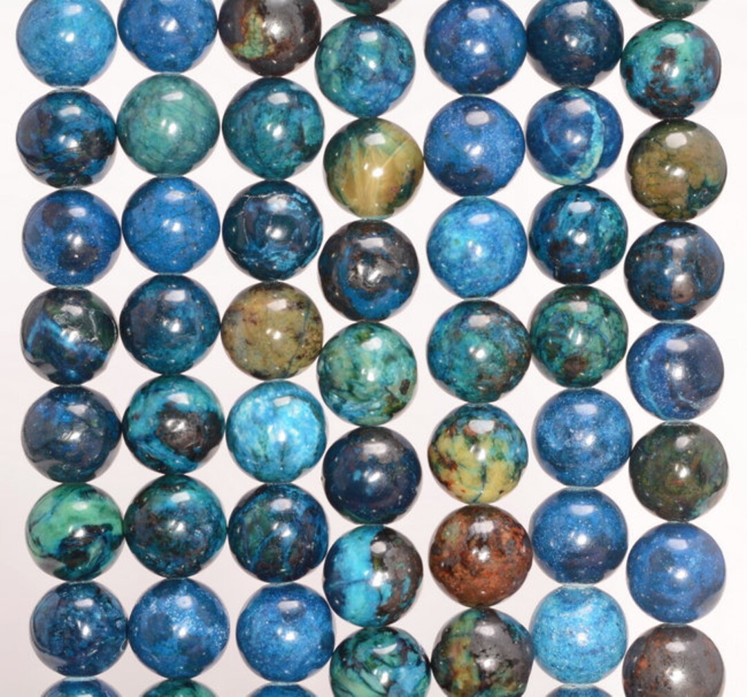 8mm Multicolor Chrysocolla Quantum Quattro Gemstone Grade AAA Round ...