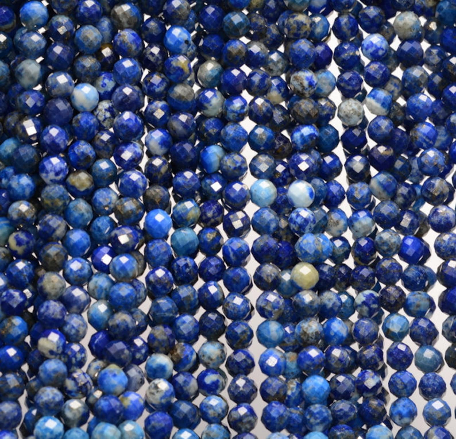 5MM Genuine Lapis Lazuli Gemstone Grade A Micro Faceted Round Loose ...