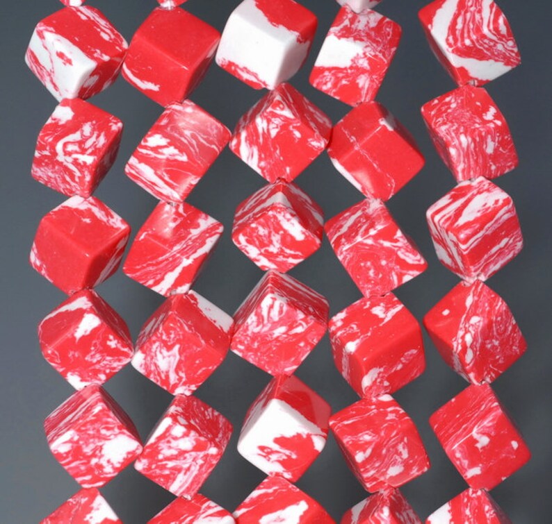 12MM Pink White Matrix Turquoise Gemstone Square Cube Diagonal | Etsy