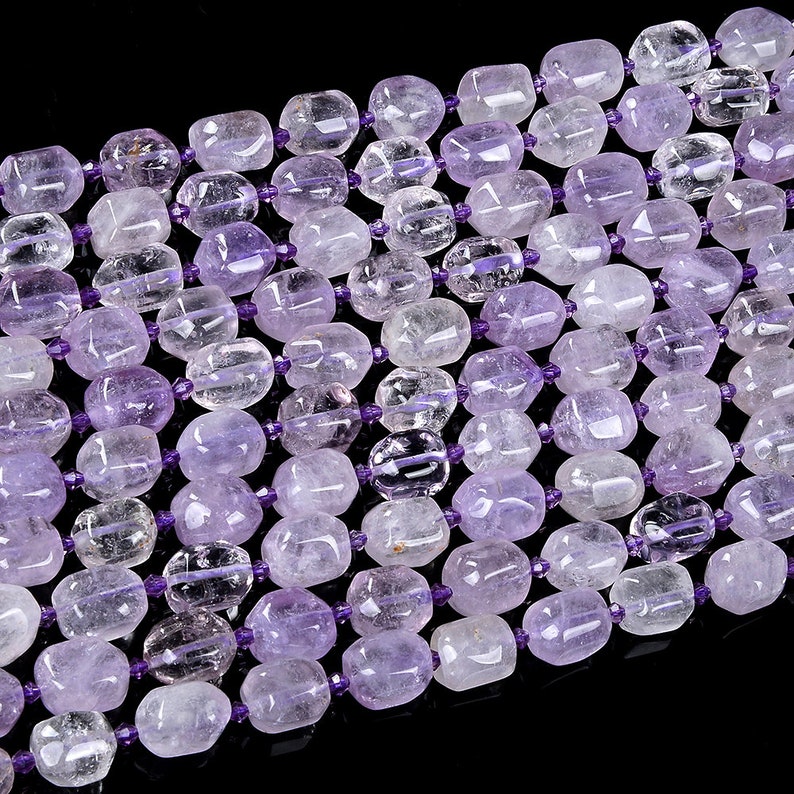 Natural Lavender Amethyst Gemstone Faceted Barrel Drum 9X13MM 11X15MM ...