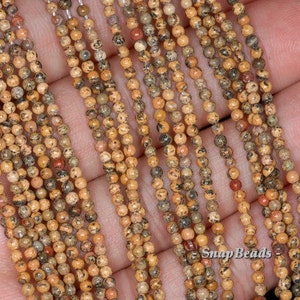 2mm Gobi Tan Leopardskin Jasper Gemstone Tan Brown Round 2mm Loose ...