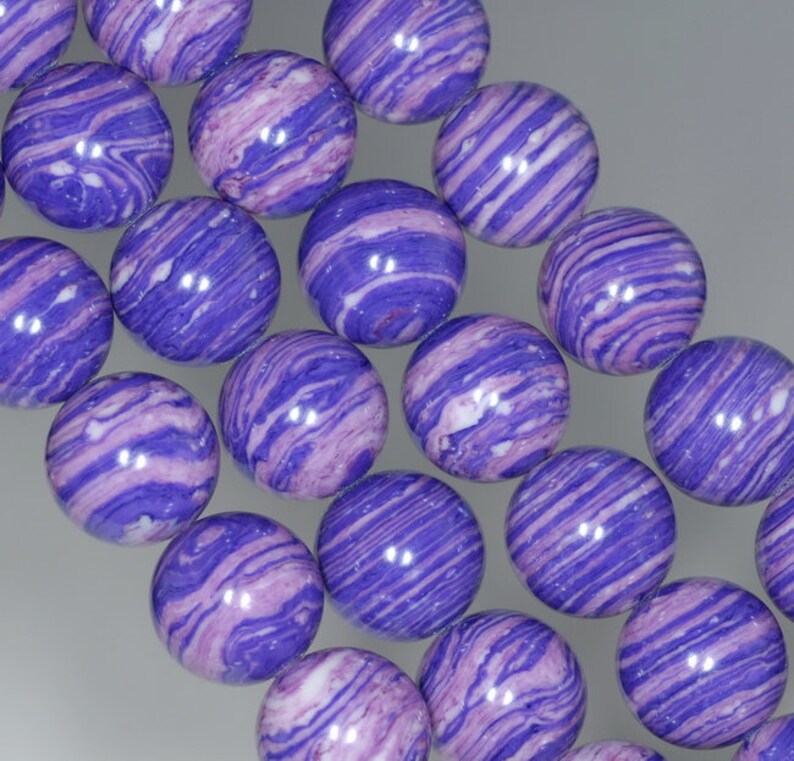 12MM Purple Matrix Turquoise Gemstone Round Loose Beads 15.5 Inch Full ...