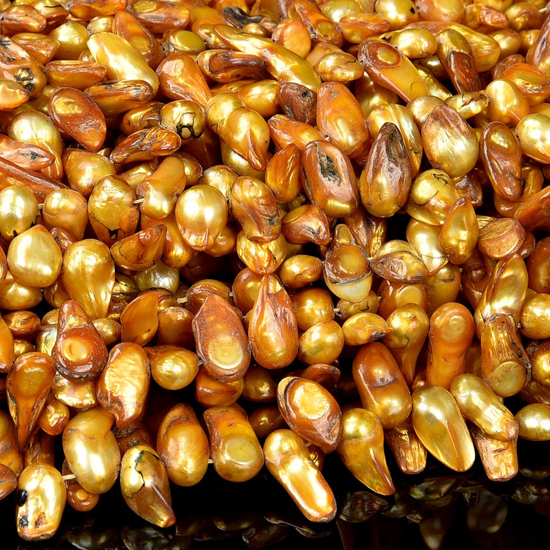 Fireball Baroque Freshwater Golden Yellow Pearl Gemstone Baroque 12 ...