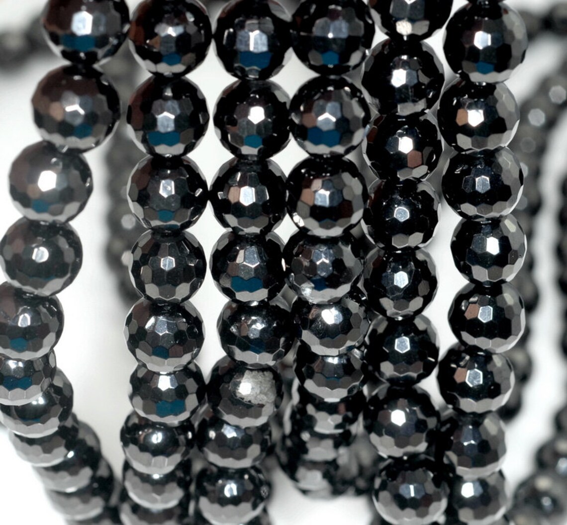 10mm Black Jet Gemstone Micro Faceted Round Loose Beads 16 | Etsy