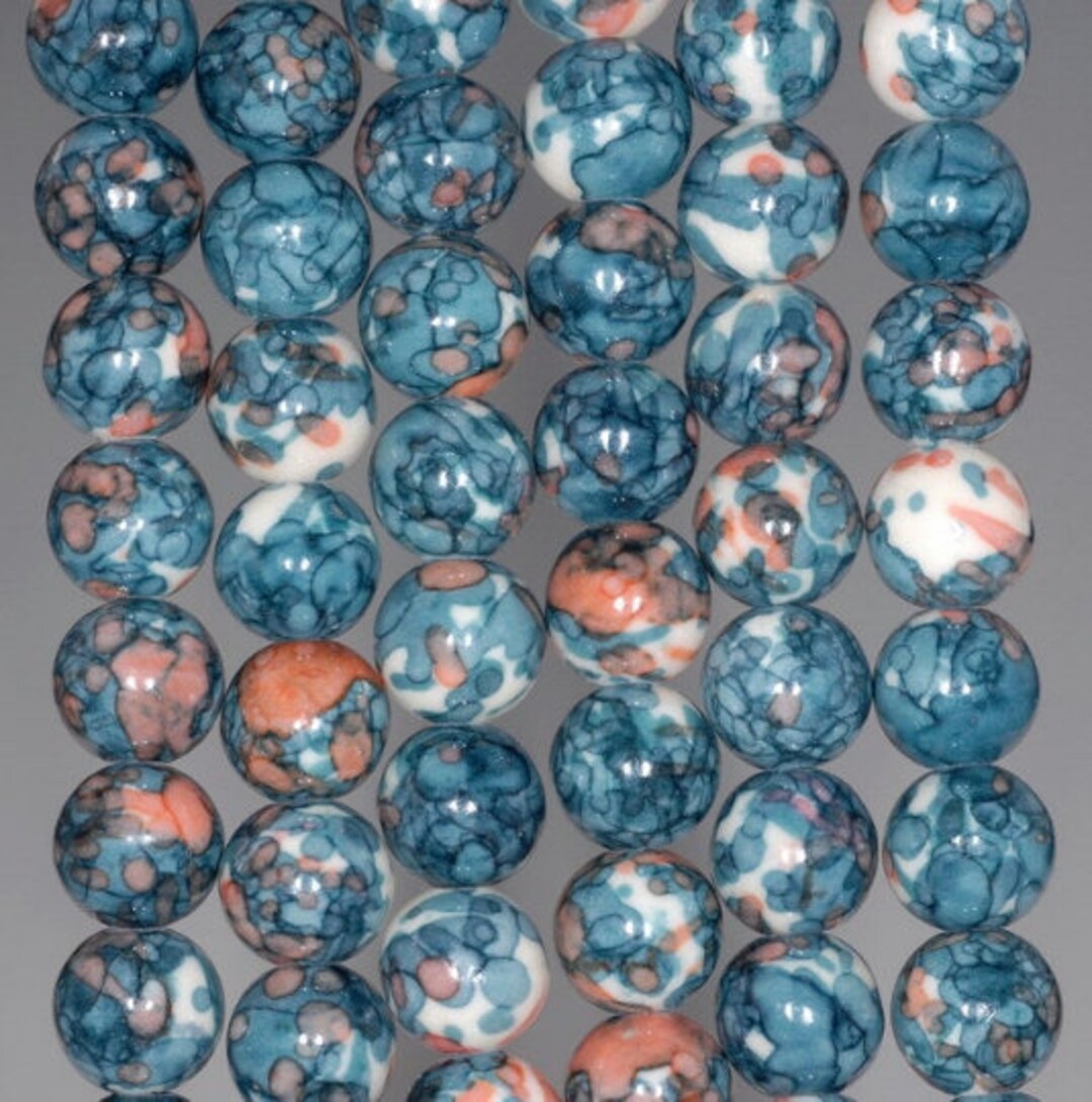 Ocean Jade Gemstone Blue Round 4mm 6mm 8mm 10mm 12mm Loose Beads BULK ...