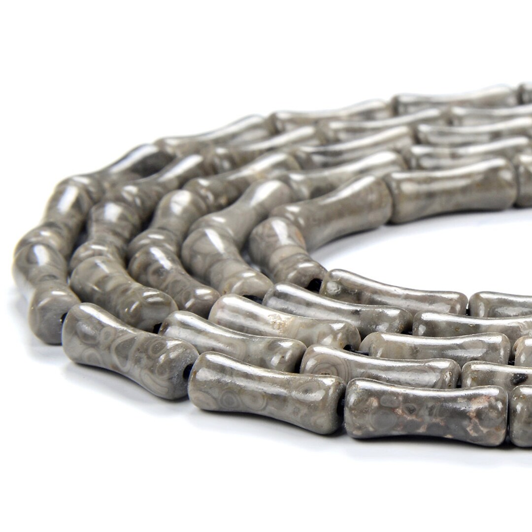 5X12MM Natural Fossil Crinoid Gemstone Bamboo Tube Cylinder Loose Beads ...