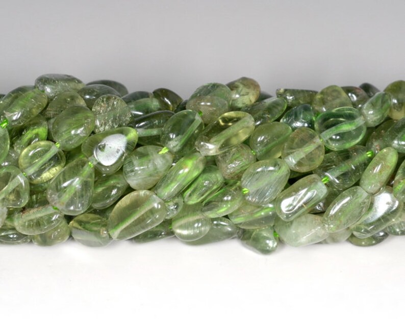 6-7MM Peridot Gemstone Pebble Nugget Granule Loose Beads 15.5 Inch Full ...