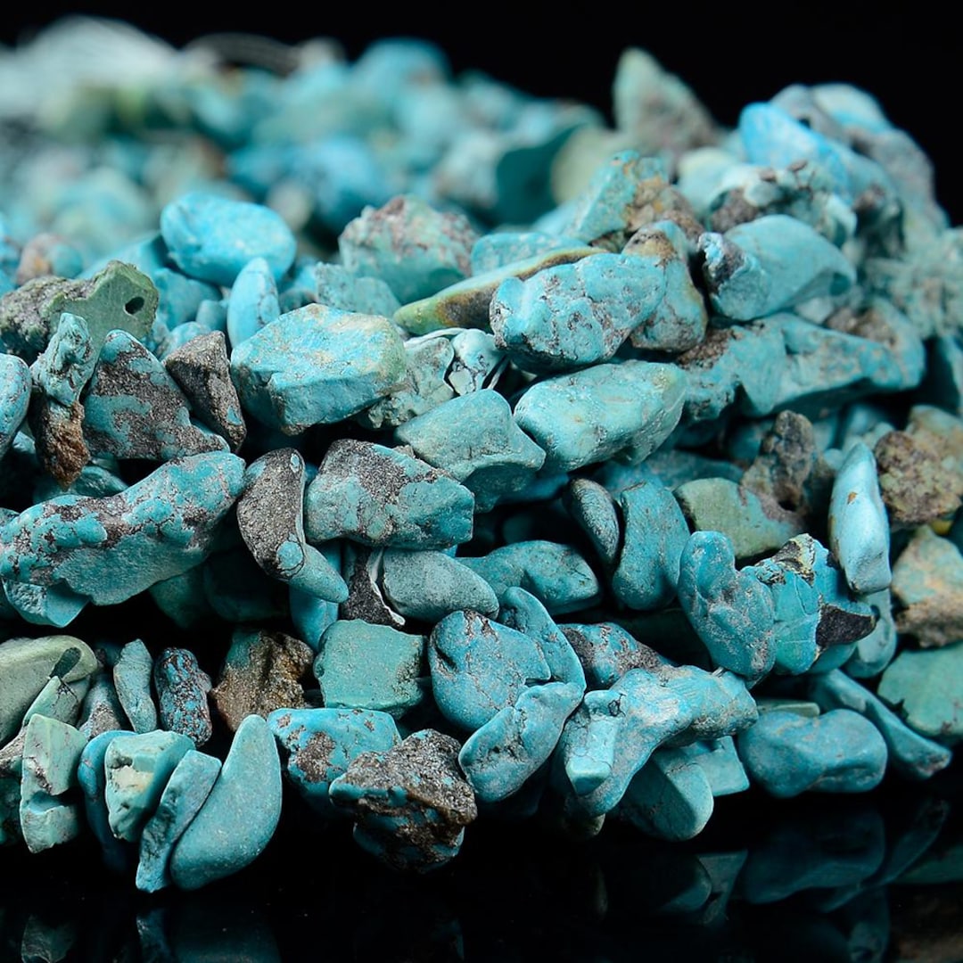 Natural Blue Turquoise Gemstone Pebble Nugget Chip 8-10MM Loose Beads ...